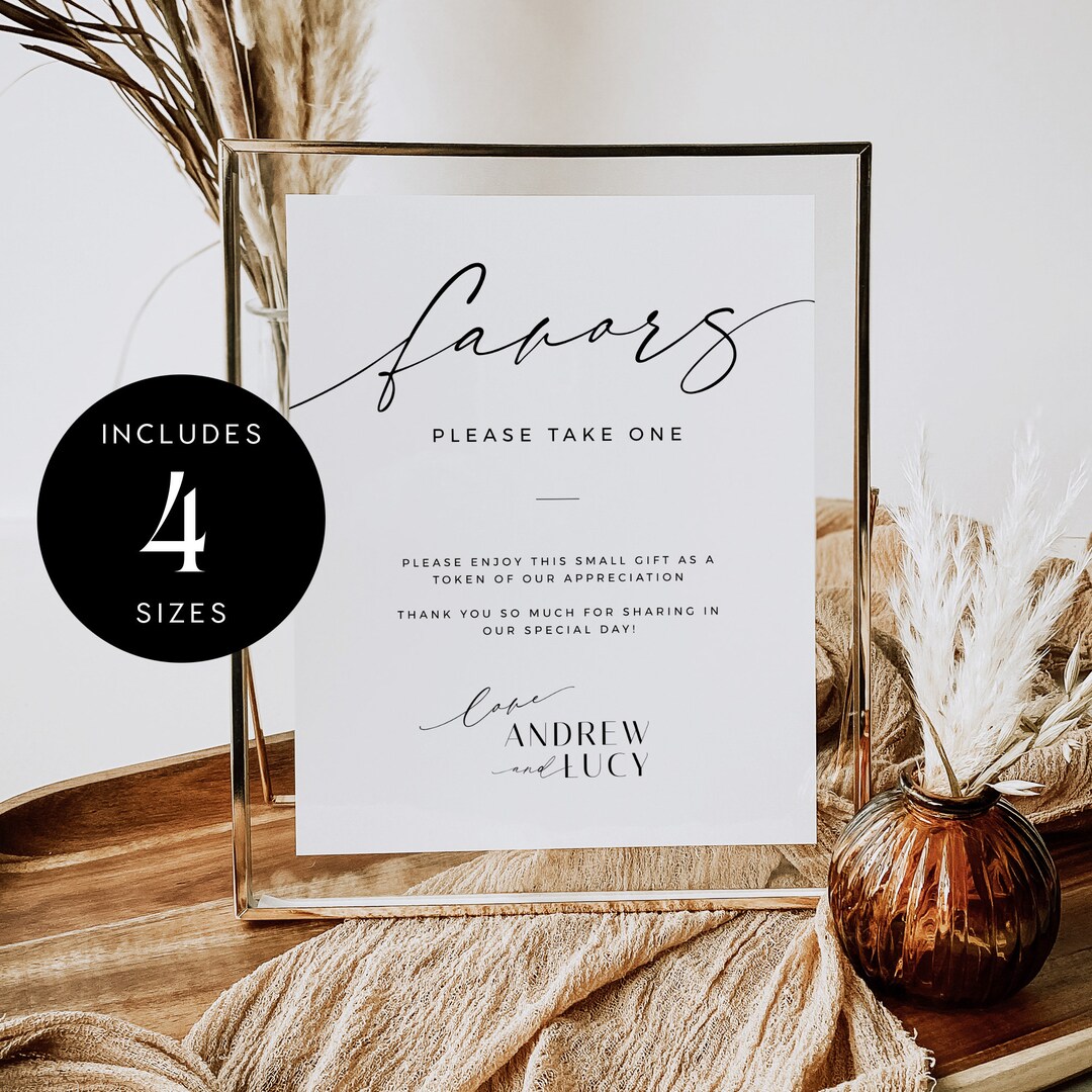 Wedding Favors Sign Template, Editable Elegant Wedding Favors Gift Sign ...