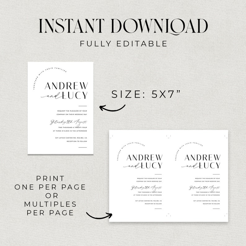 Printable Wedding Invitation With Qr Code Minimal Wedding - Etsy