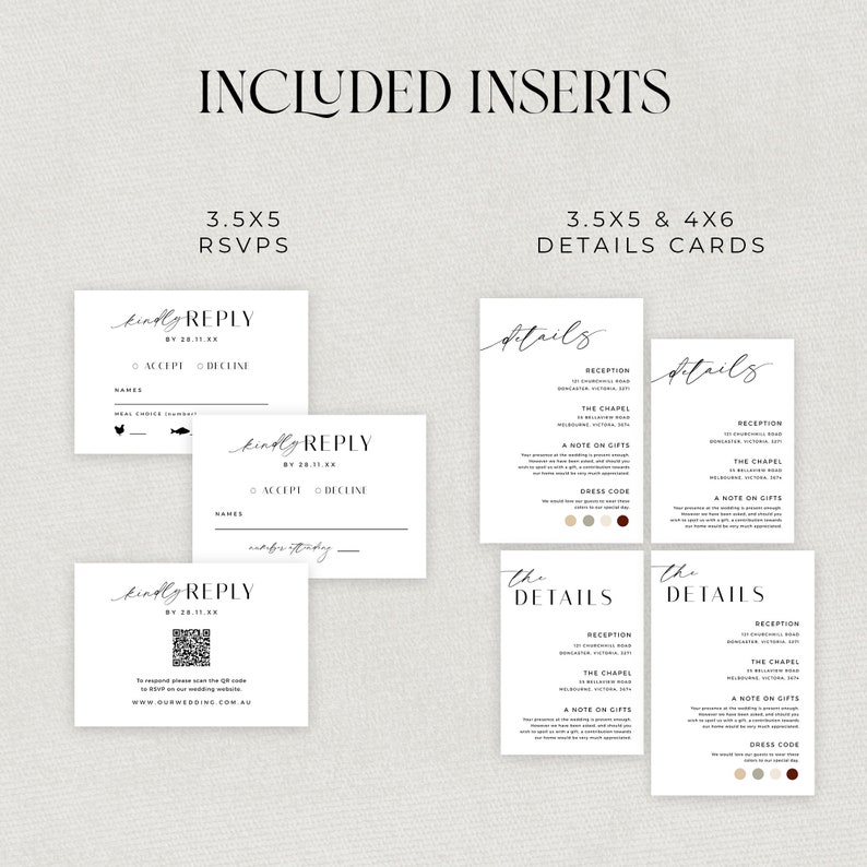 Wedding Invitation QR Code Rsvp Minimalist Wedding Invite - Etsy