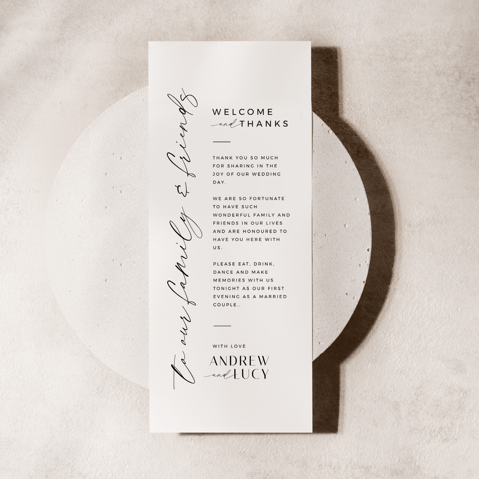 Minimalist Thank You Place Card, Thank You Napkin Note, Printable Thank ...