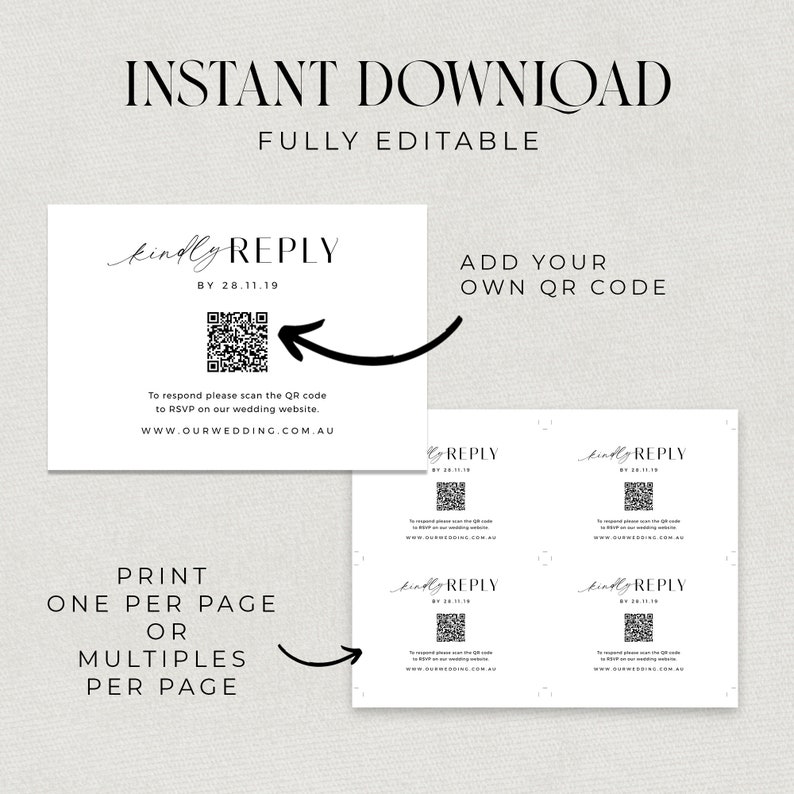 Rsvp Cards for Wedding Website QR Code Response Card RSVP - Etsy Australia
