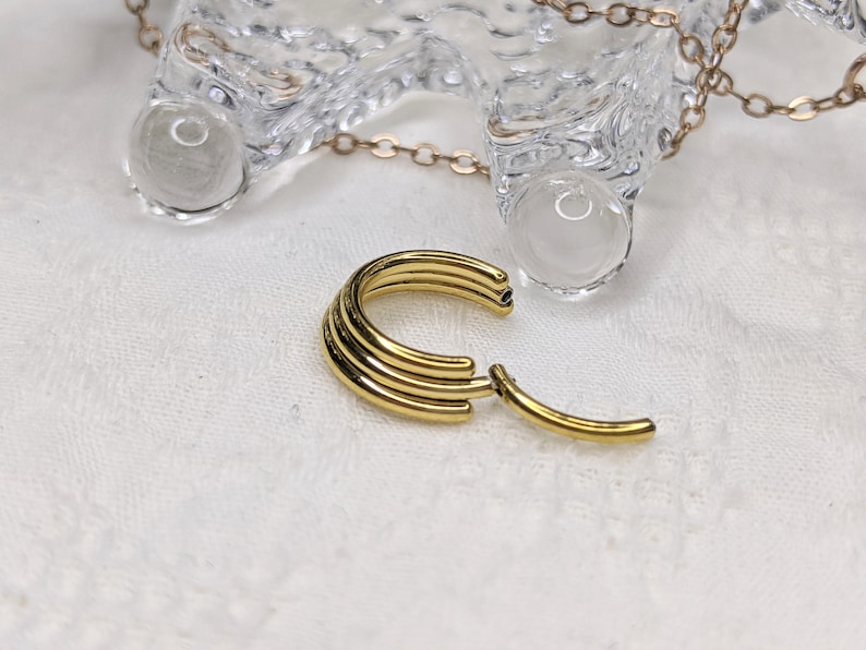 16G Triple Stacked Septum Clicker Hoop Surgical Steel Hinged - Etsy