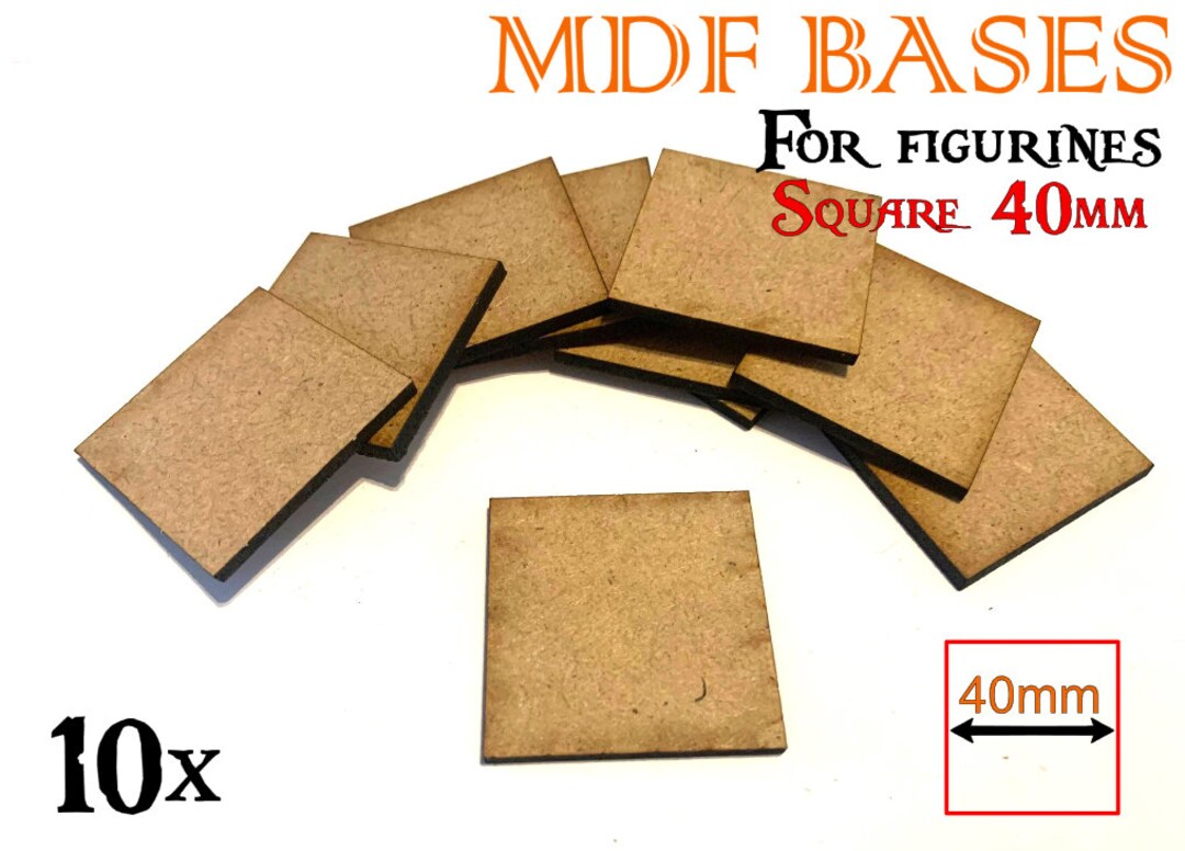 Square Bases Sizes 40mm MDF Model Making D&D Figurines Total Base ...