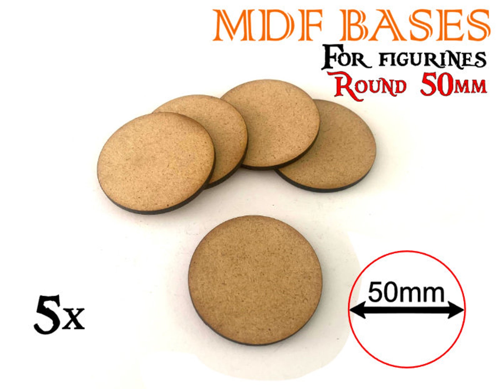 ROUND Bases Sizes 50mm Model Making D&D Figurines Base Total Warhammer ...
