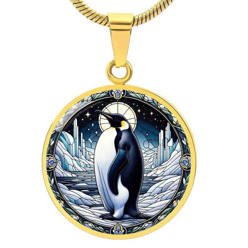 Imperial Penguin Medallion Arctic Night Pendant Majestic Antarctic ...