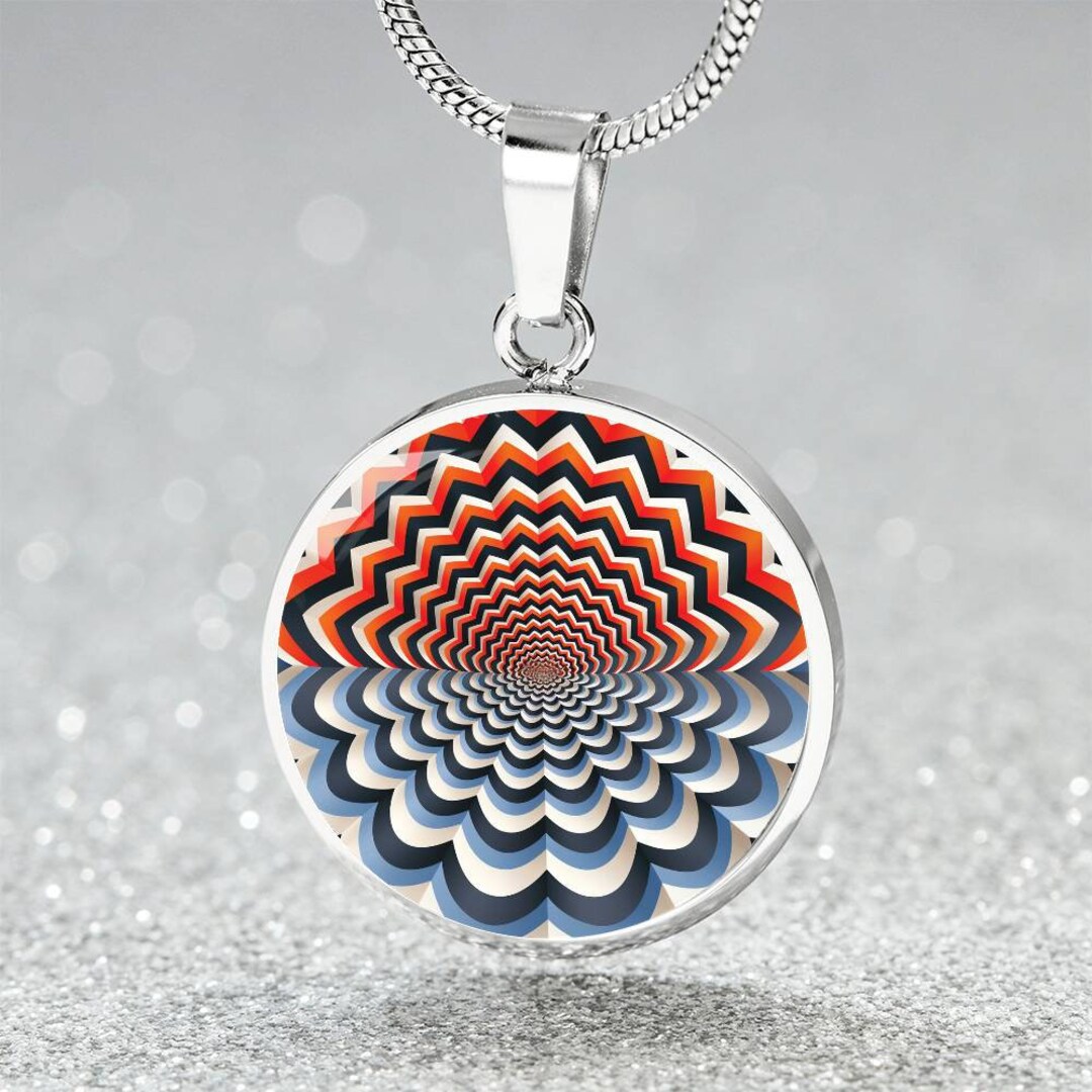 Optical Illusion Pendant Hypnotic Vortex Necklace Mesmerizing Pattern Charm - Etsy