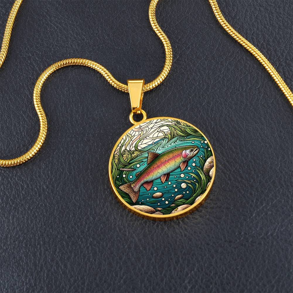 Rainbow Trout Pendant Vibrant Fish Necklace Freshwater Stream Jewelry ...