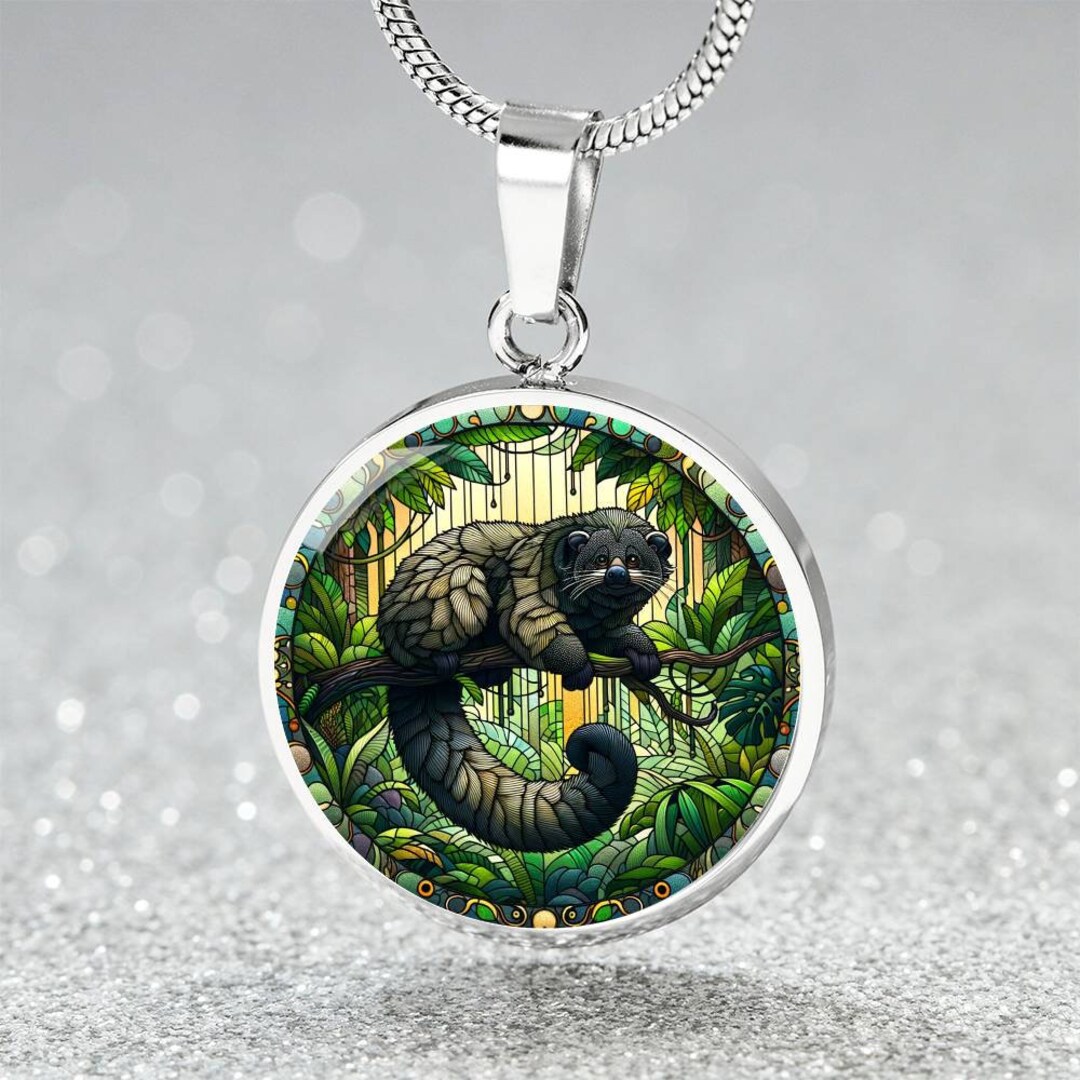 Enigmatic Binturong Watcher Medallion Verdant Jungle Sentinel Pendant ...