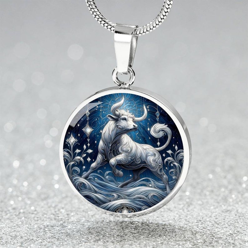 Starry Taurus Pendant Celestial Bull Necklace Mystical Zodiac Charm ...
