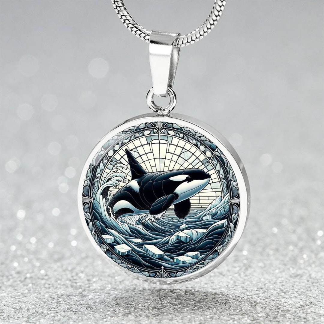 Majestic Ocean Orca Pendant Art Nouveau Style Killer Whale Necklace ...