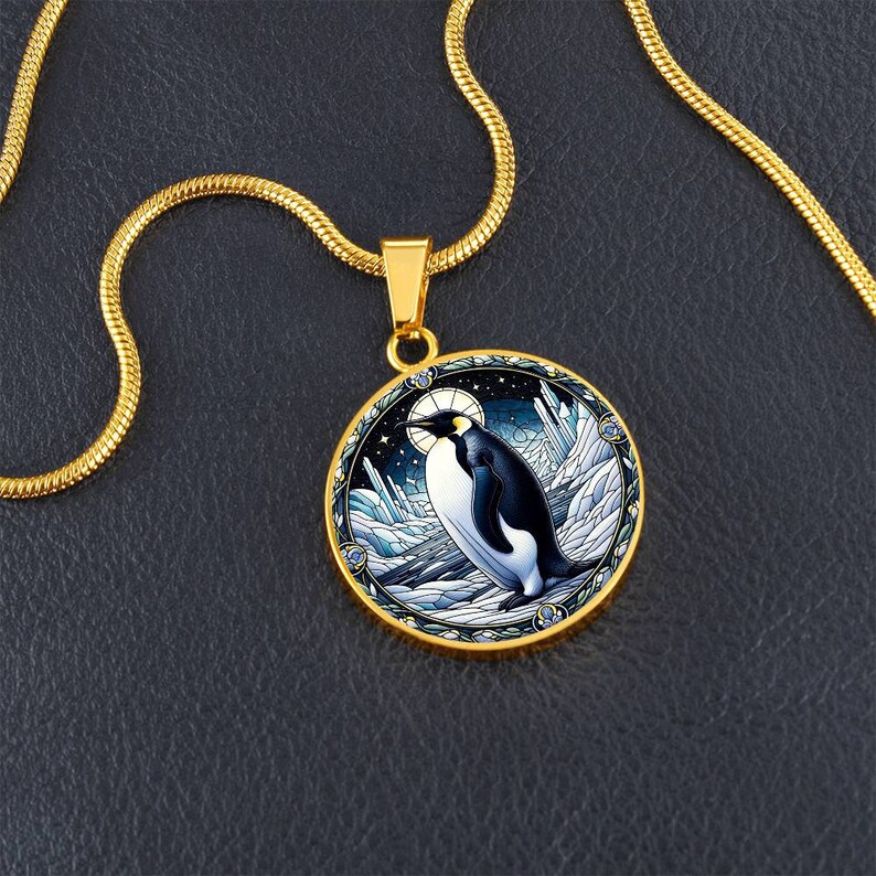 Imperial Penguin Medallion Arctic Night Pendant Majestic Antarctic ...