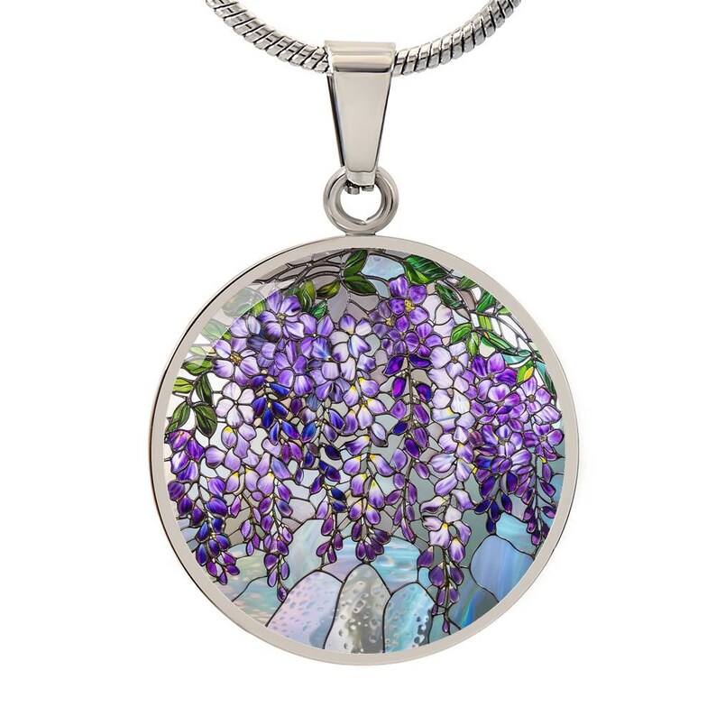 Ethereal Wisteria Window Pendant - Stained Glass Style Flora Necklace ...