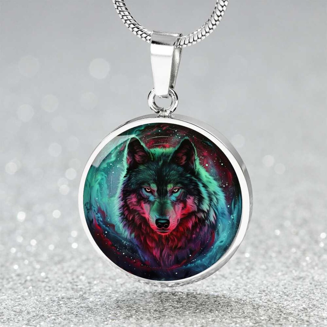 Mystic Cosmic Wolf Pendant Galactic Predator Necklace Northern ...