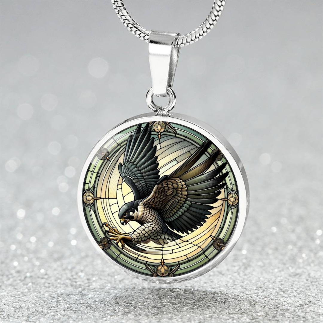 Peregrine Falcon Flight Pendant - Soaring Peregrine Necklace - Bird of ...