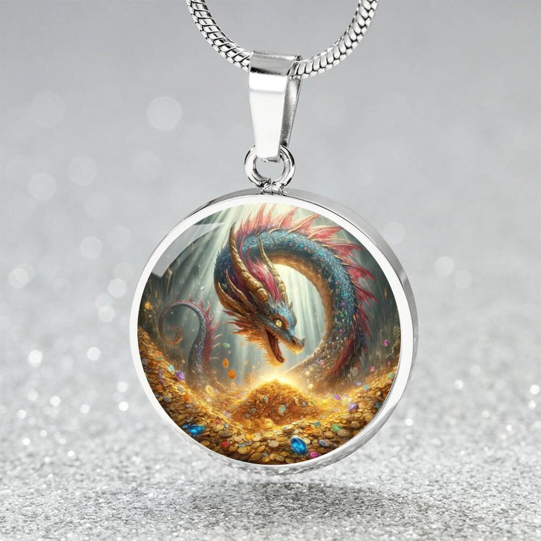 Mystical Guardian Dragon Pendant Treasure Hoard Amulet Mythical ...
