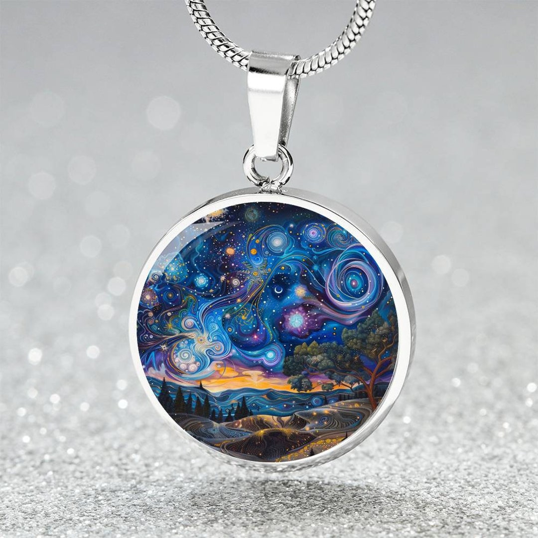 Celestial Visions Stained Glass Style Pendant Cosmic Dreamscape ...