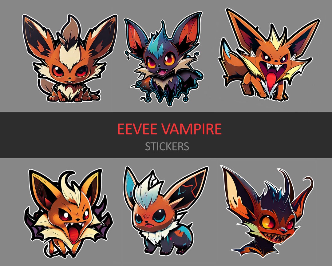 Eevee Vampire Stickers With Transparent Background PNGPDF - Etsy
