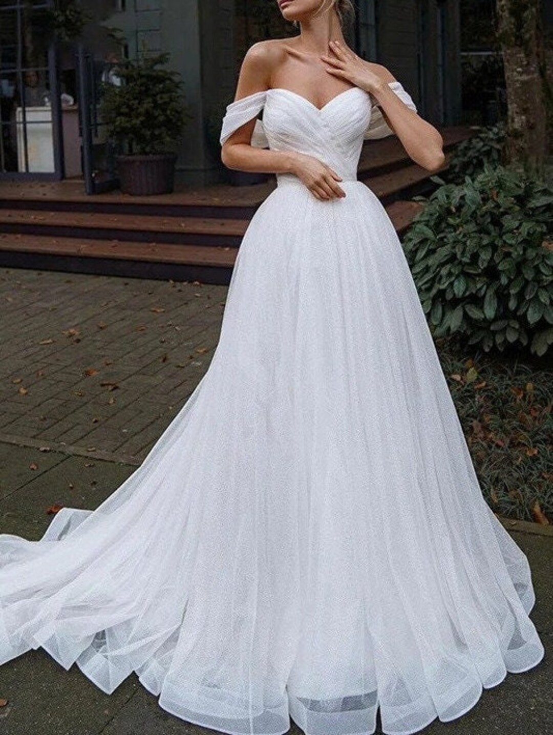 Off Shoulder Glitter Tulle Wedding Dresses Sweetheart Straps - Etsy