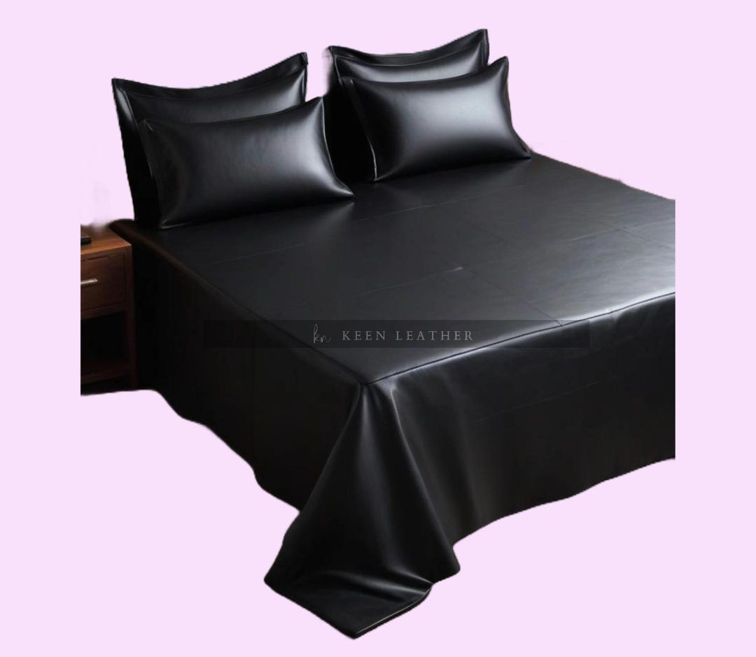 Genuine Sheepskin Leather Bed Sheet Set: Soft Black Duvet & Pillow ...