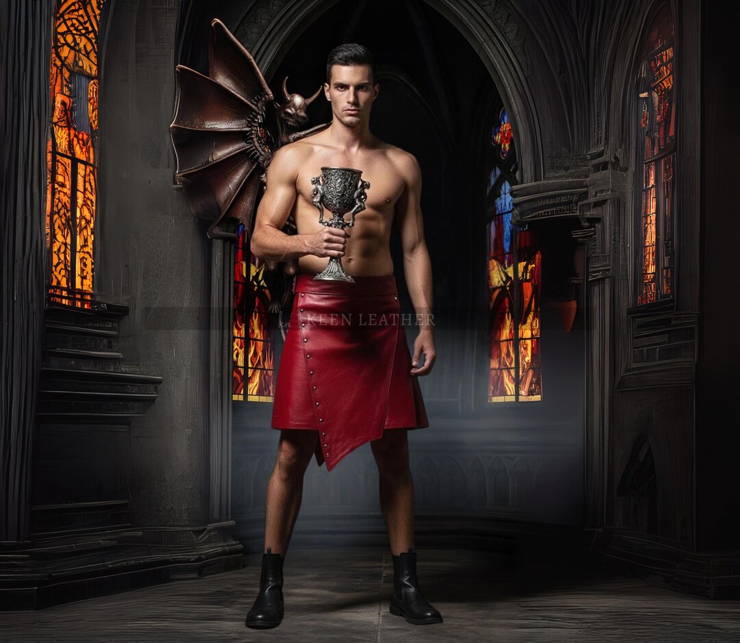 Red Leather Gothic Kilt, Handmade Cosplay Outfit - Etsy