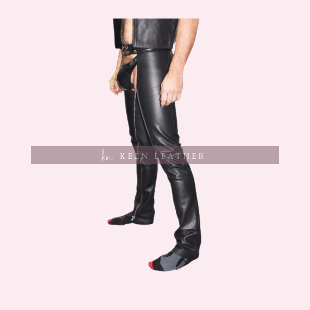 Handmade Leather Chaps Men, Genuine Leather Cowboy Chaps, Custom Rave ...