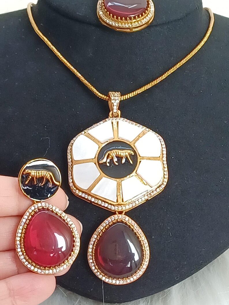 Sabyasachi Inspired Designer Royal Ruby Red Mona Lisa Stone Adorned ...