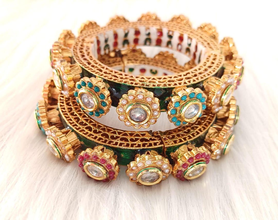 Rajwadi Kada / Pachali Bangles / Meenakari Openable Kada/indian Wedding ...