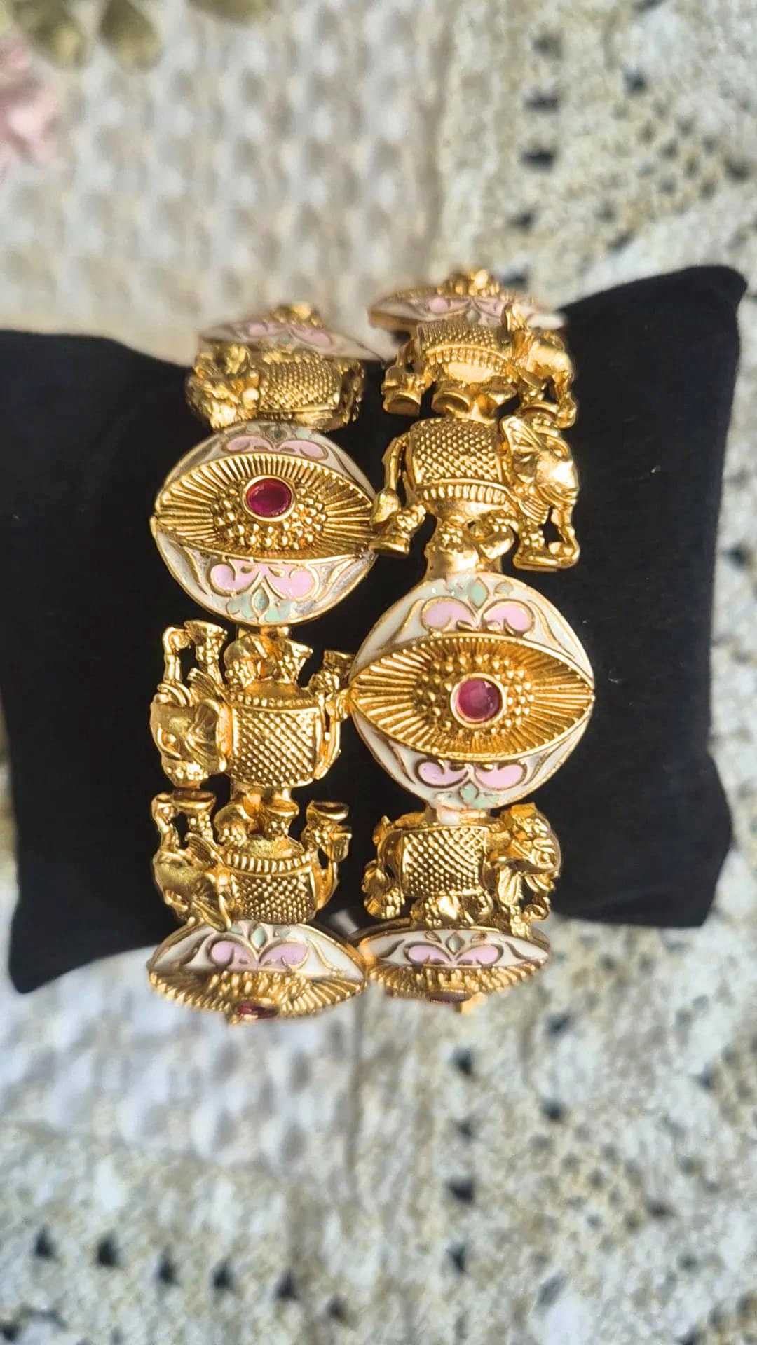 Rajwadi Kada/ Pachali Bangles/ Meenakari Leaf Elephant Kada Touch of ...