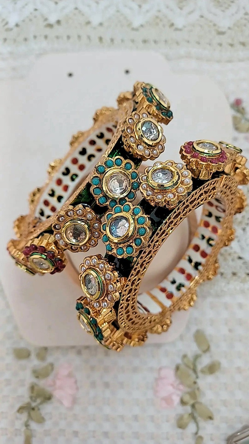 Rajwadi Kada / Pachali Bangles / Meenakari Openable Kada/indian Wedding ...