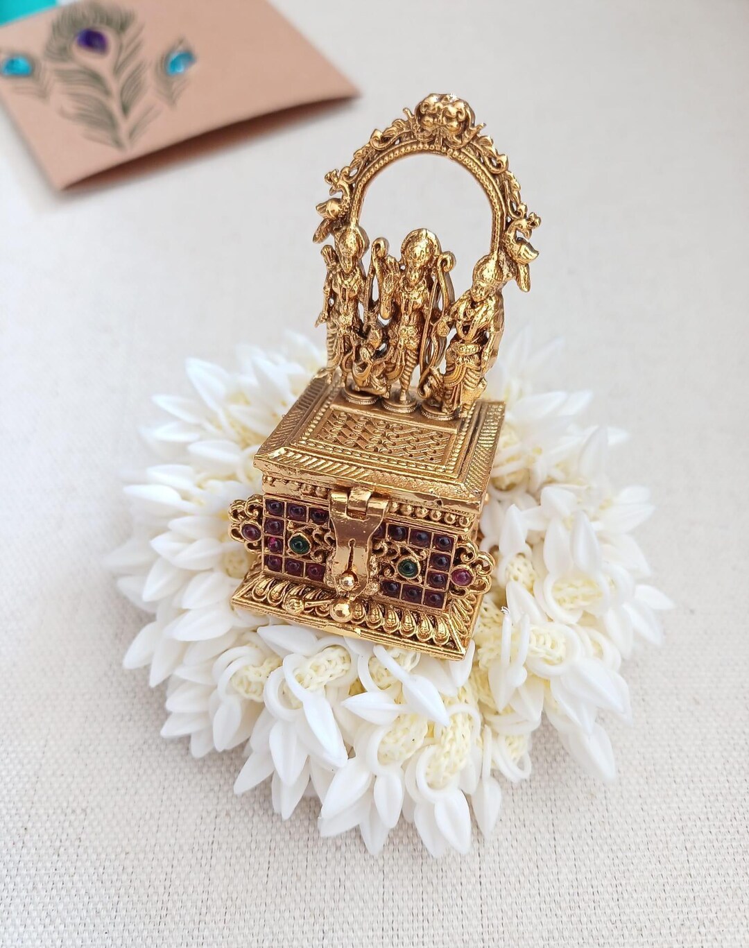 Ram Darbar Sindoor Box: Indian Temple Rajwadi Pooja Accessory - Etsy