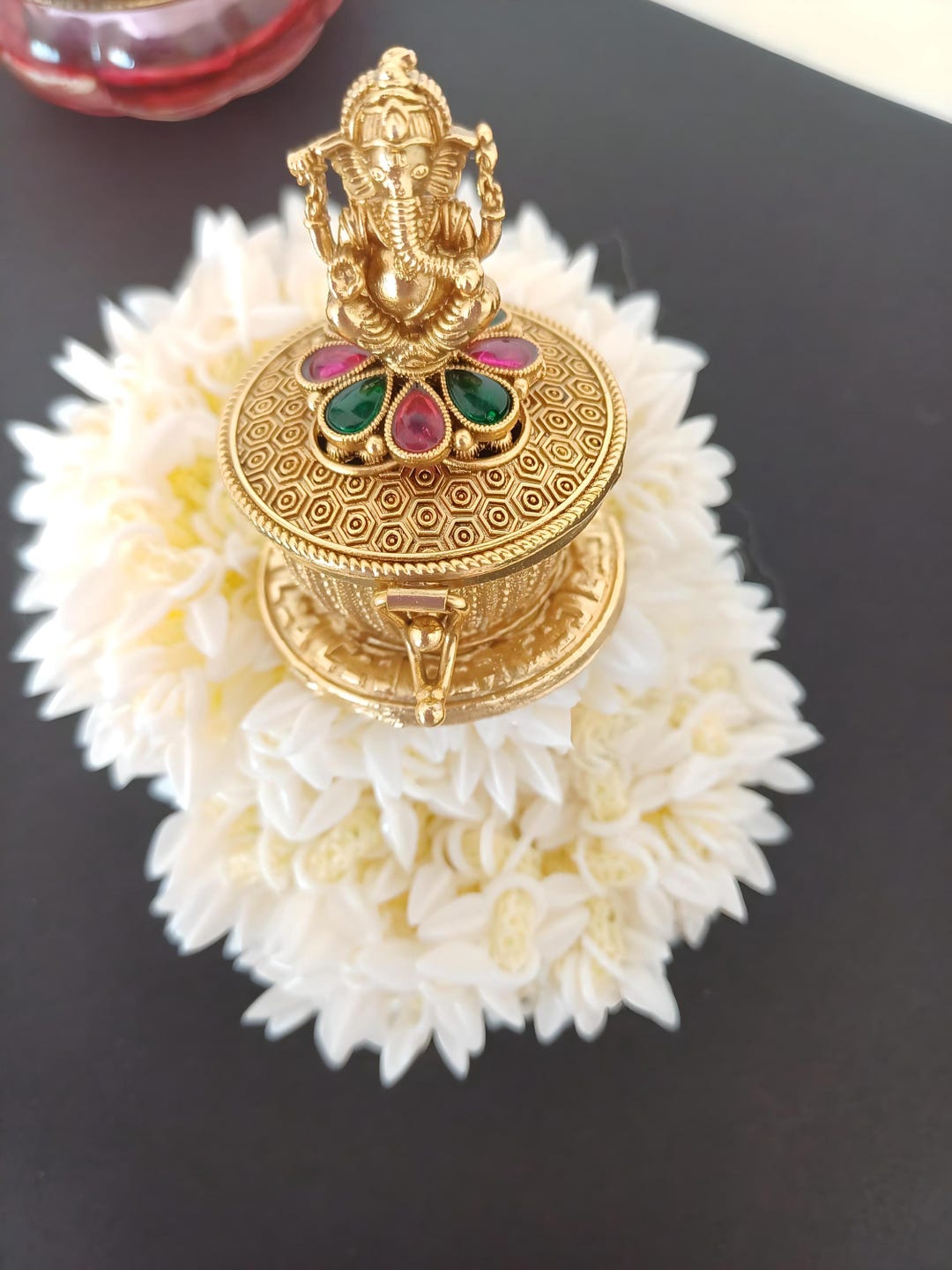 Gold Plated Lord Ganesh Sindoor Box: Rajwadi Style Hindu Gift - Etsy