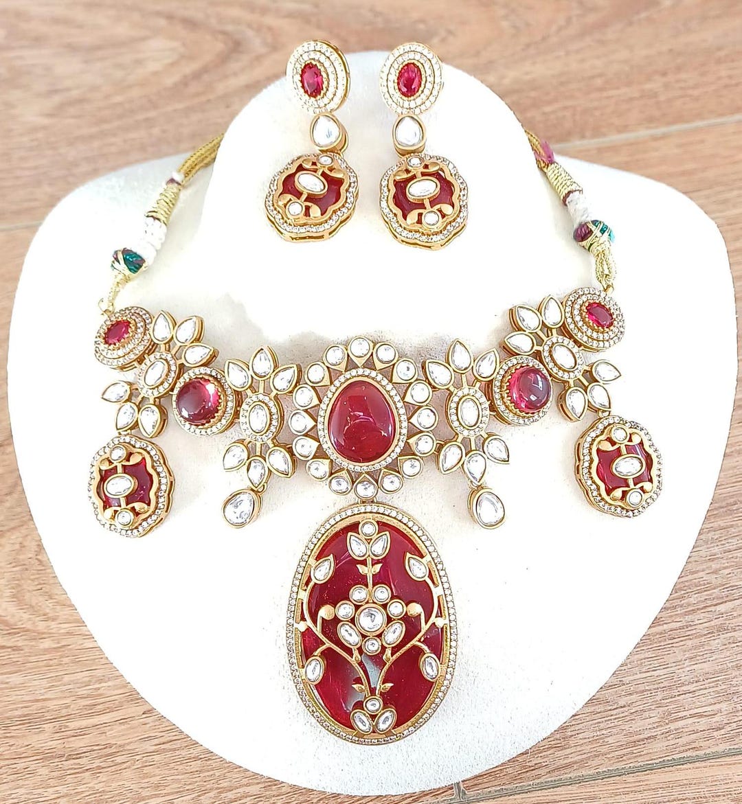 Ruby Red Maroon Victorian Sabhyasachi Choker Indian Jewelry Royal ...