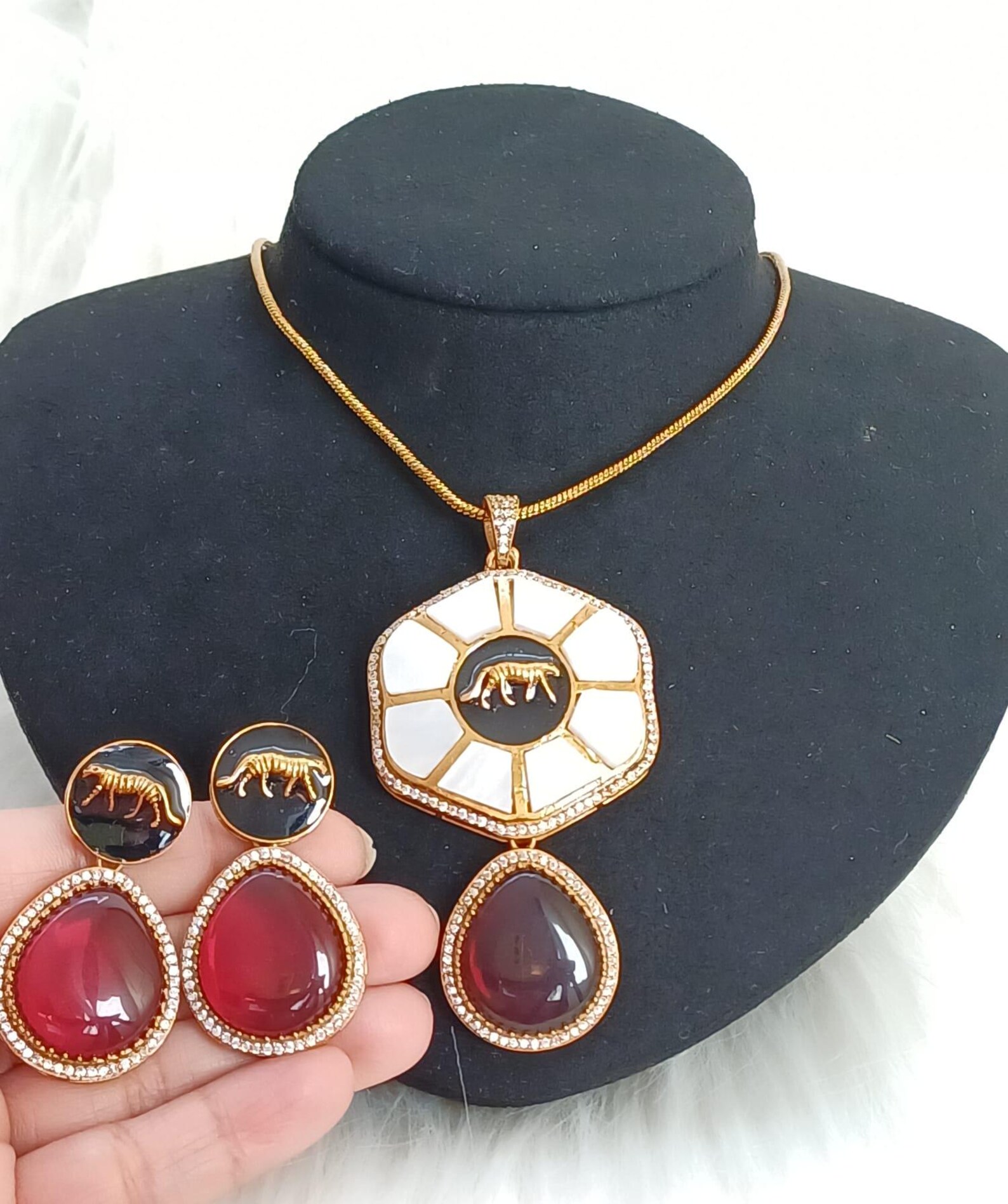 Sabyasachi Inspired Designer Royal Ruby Red Mona Lisa Stone Adorned ...