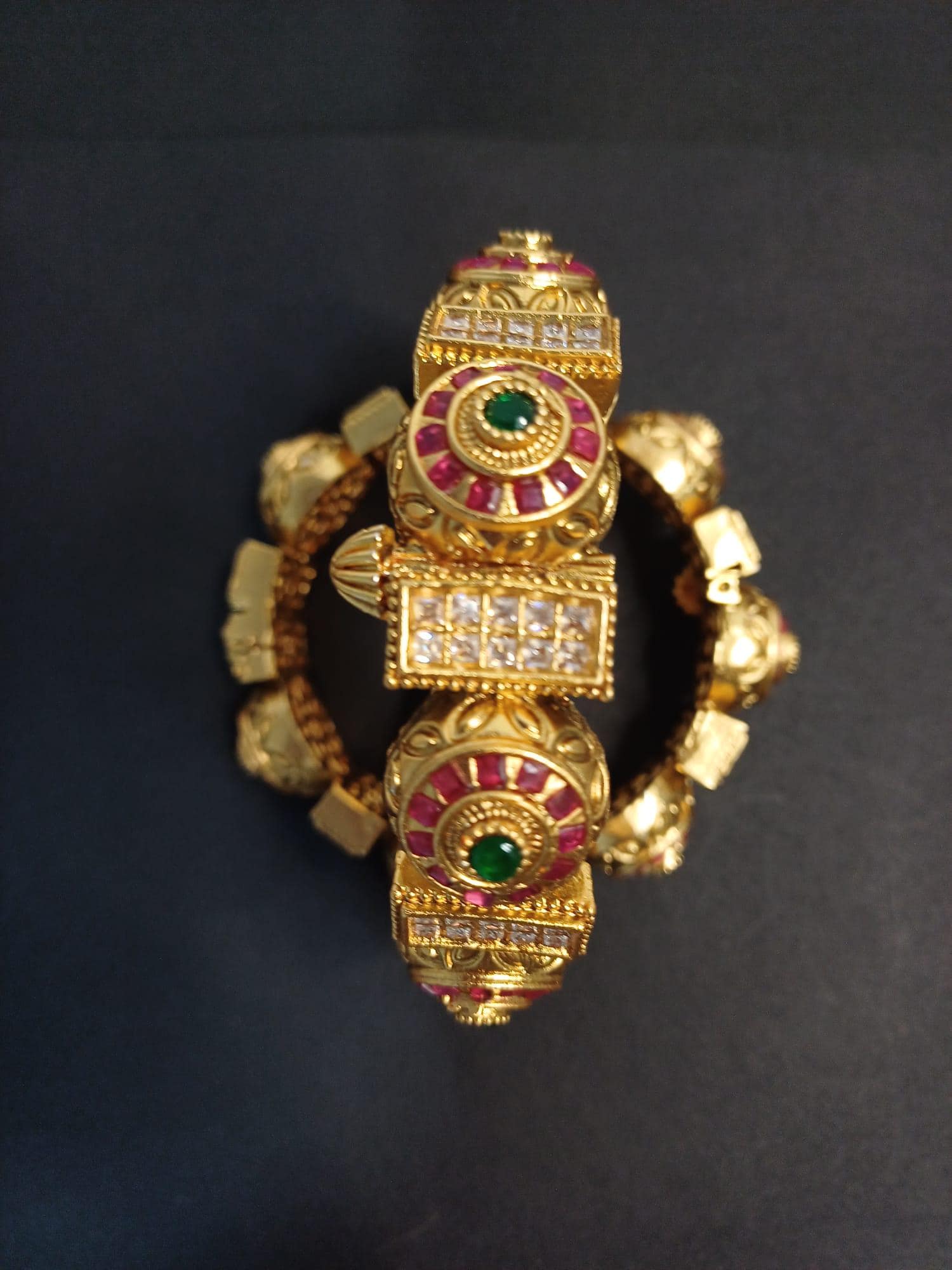 Handcrafted Rajwadi Gold Plated Kada Bangle: Ruby & Meenakari Indian ...