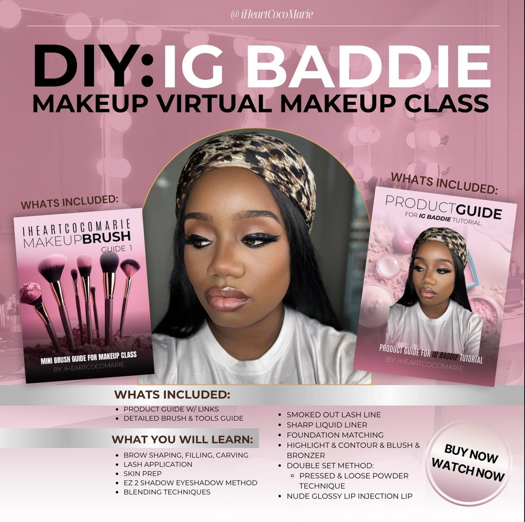 IG Baddie Makeup Tutorial | Brush & Product Guides (PDF) - Etsy