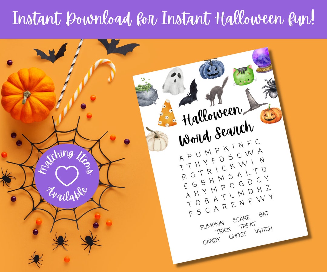 Halloween Word Search Printable Activity for Kids Halloween - Etsy