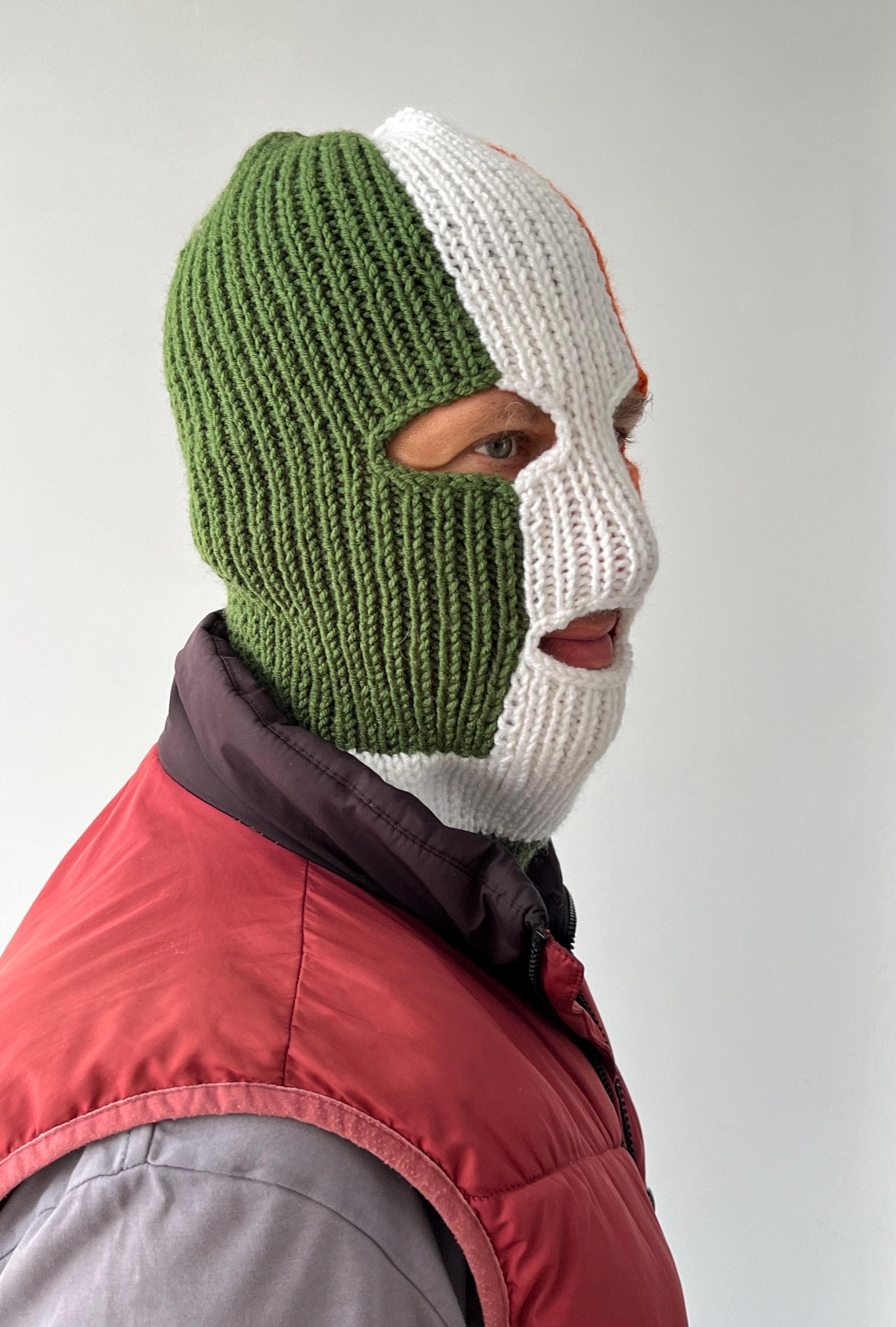 Knitted Balaclava Mask Anatomically Shaped Irish Tri Color Kneecap ...