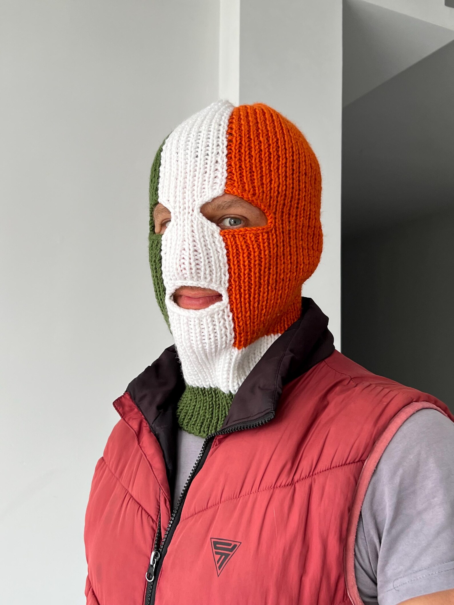 Knitted Balaclava Mask Anatomically Shaped Irish Tri Color Kneecap ...