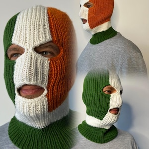 Knitted Balaclava Mask Anatomically Shaped Irish Tri Color Kneecap ...