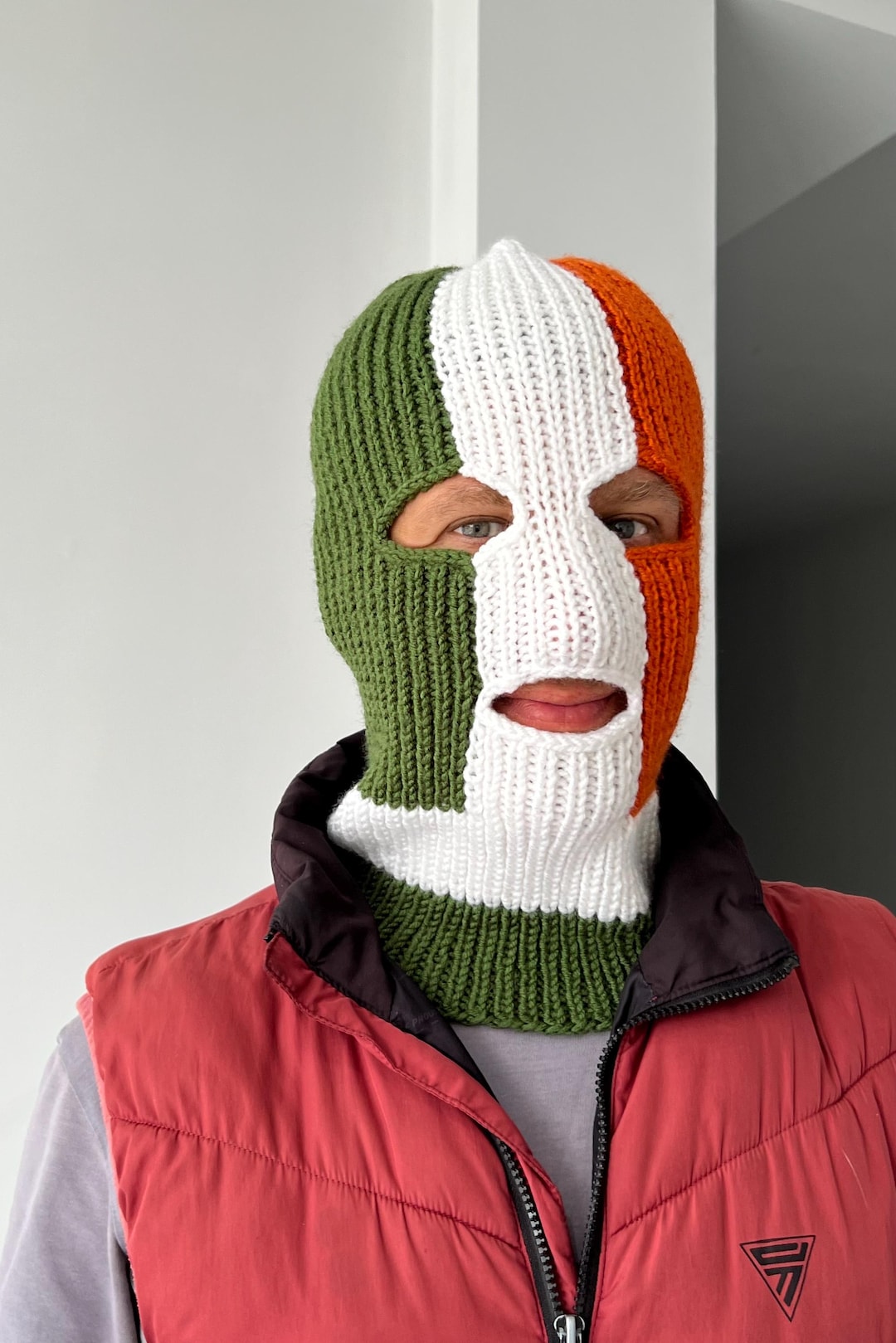 Knitted Balaclava Mask Anatomically Shaped Irish Tri Color Kneecap ...