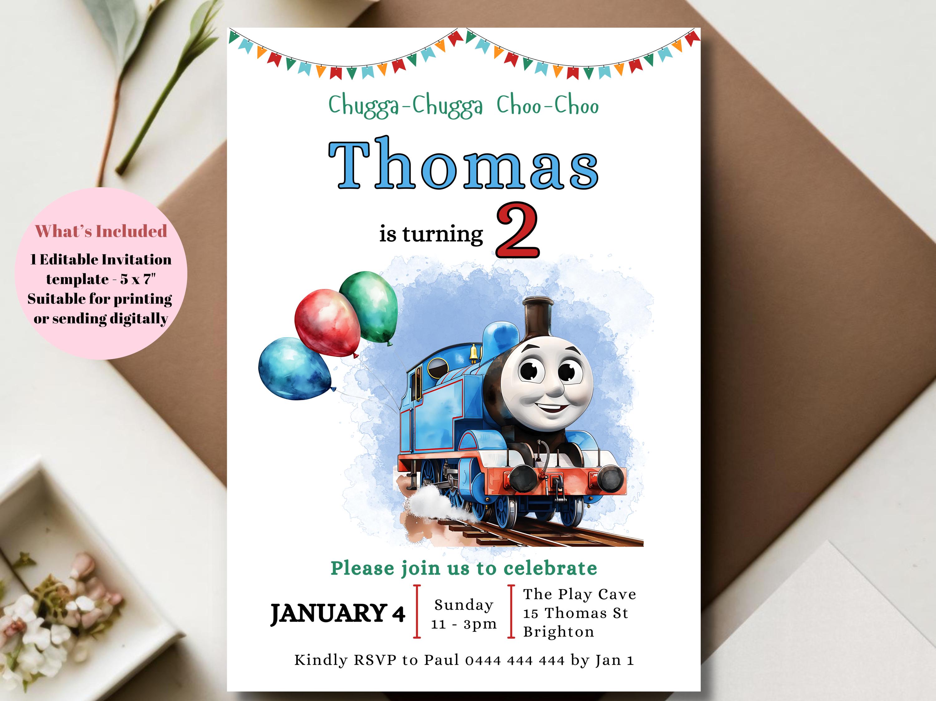 Thomas the Tank Engine Birthday Invitation Editable Template Digital ...