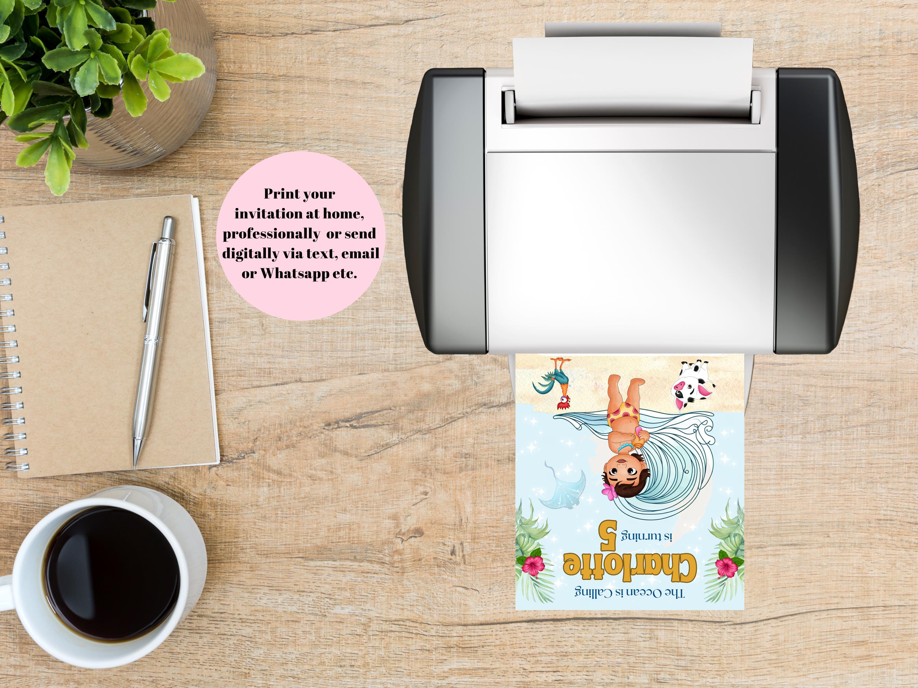 Baby Moana Birthday Invitation Editable Template Digital Party Cute ...