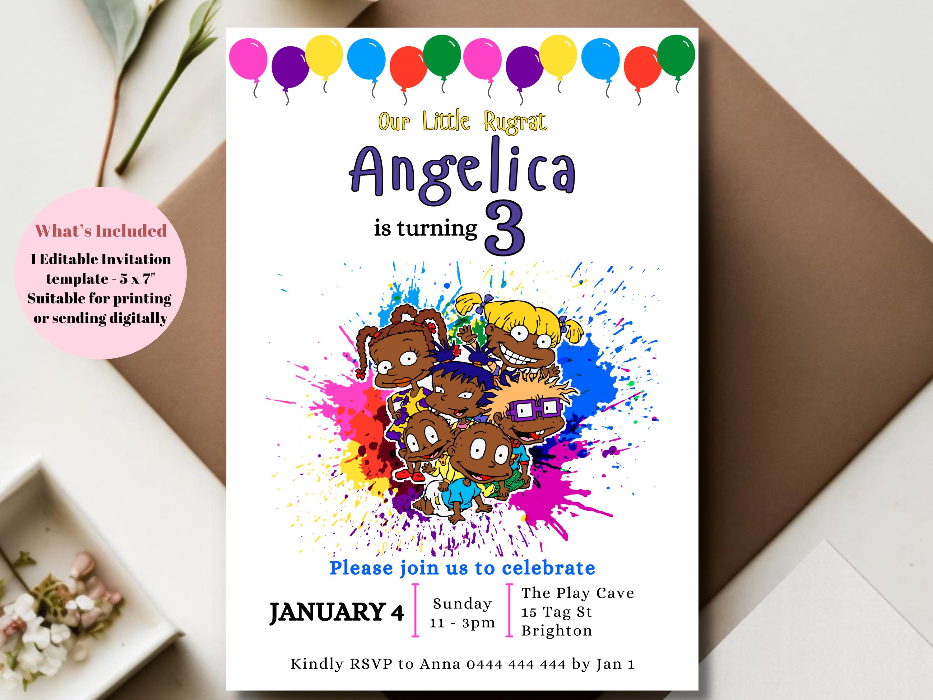 Rugrats Birthday Invitation Editable Template Digital Party Invitation ...