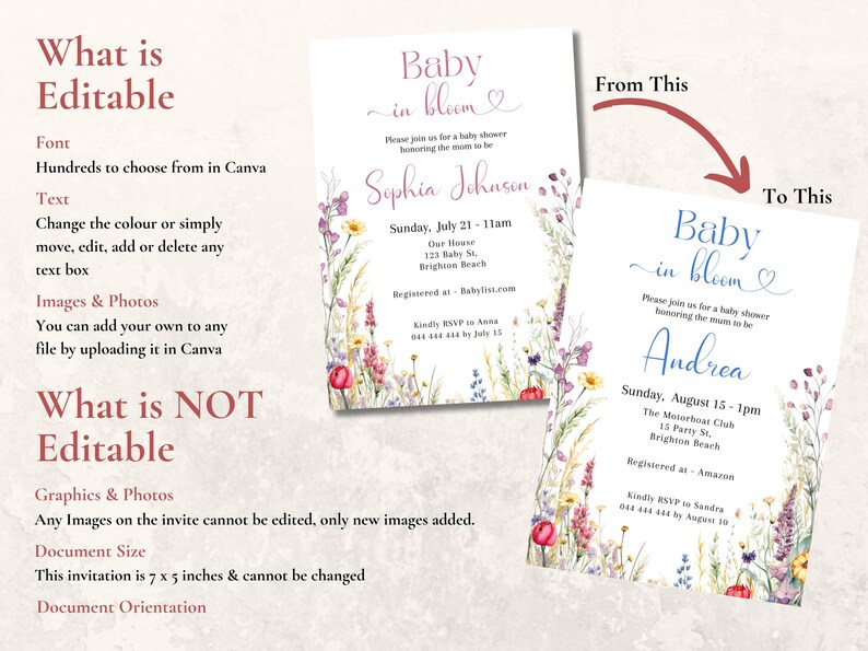 Baby in Bloom Baby Shower Bundle, Editable Canva, Games Bingo ...