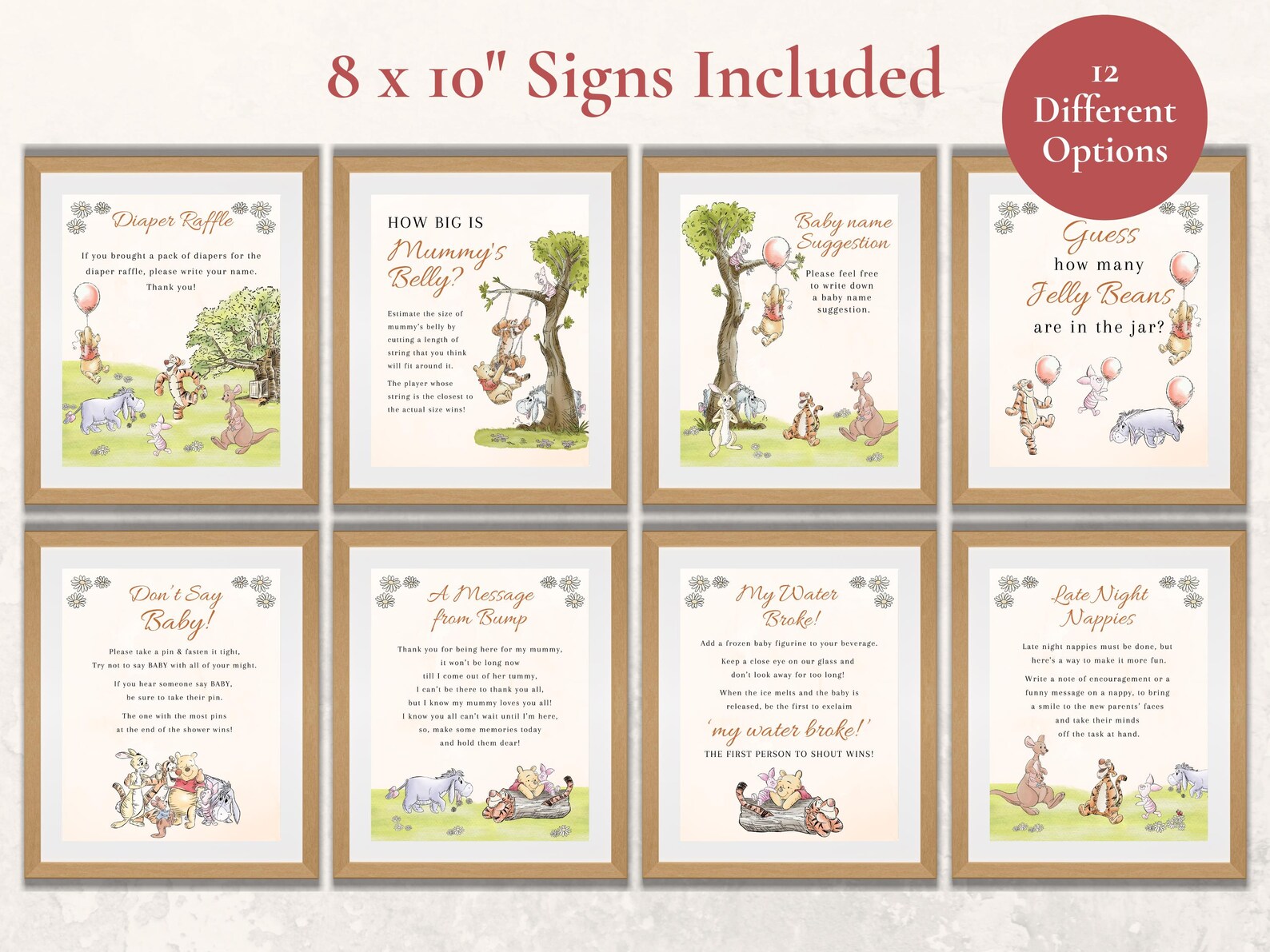 Editable Winnie the Pooh Baby Shower Game Bundle Friends Tigger Piglet ...