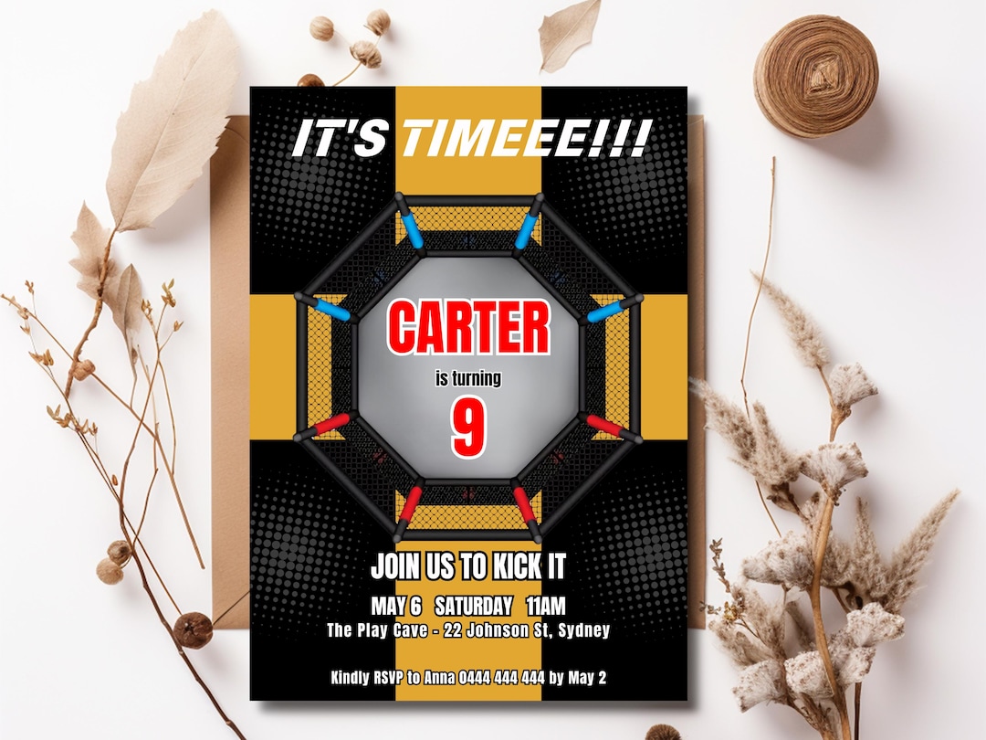 UFC Octagon Birthday Invitation Editable Template Digital Boy Girl ...
