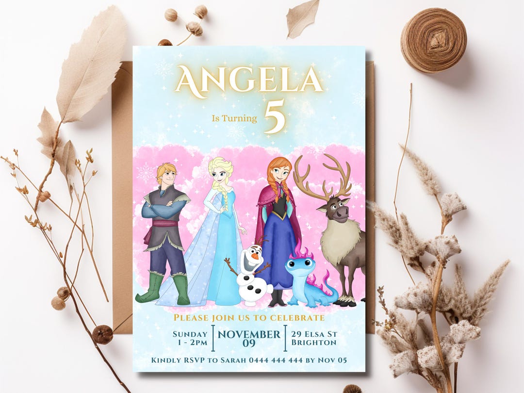 Frozen Elsa Anna Princess Olaf Birthday Invitation Editable Template ...