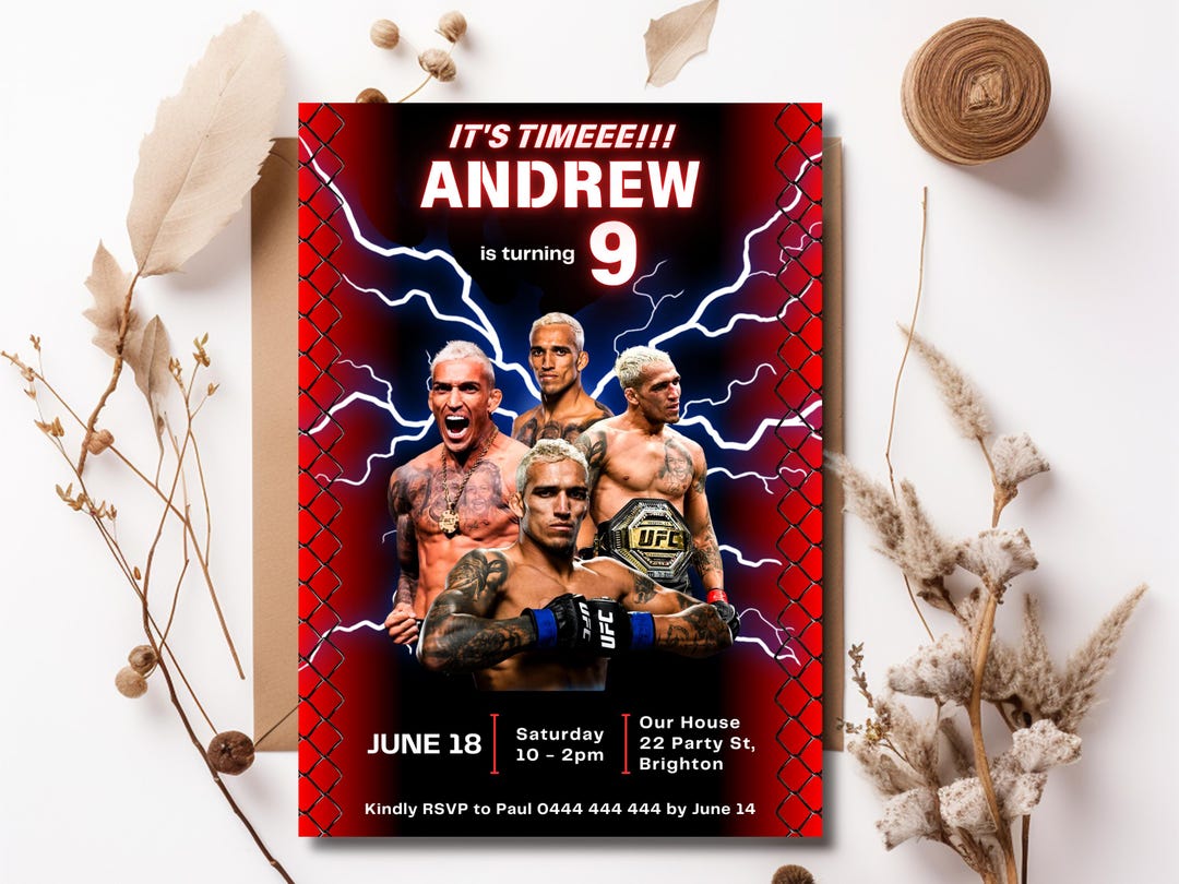 UFC Charles Oliveira Birthday Invitation Editable Template Digital Boy ...