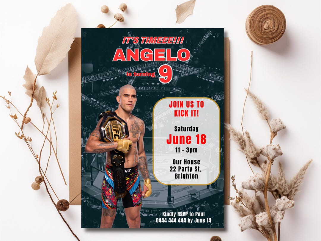 UFC Alex Pereira Birthday Invitation Editable Template Digital Boy Girl ...