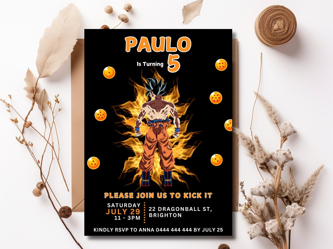 Goku Dragon Ball Z Birthday Invitation Editable Template Digital ...